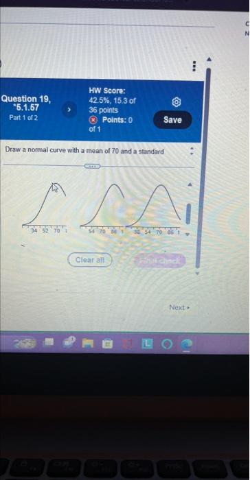 Solved K Draw a normal curve with a mean of 70 and a | Chegg.com