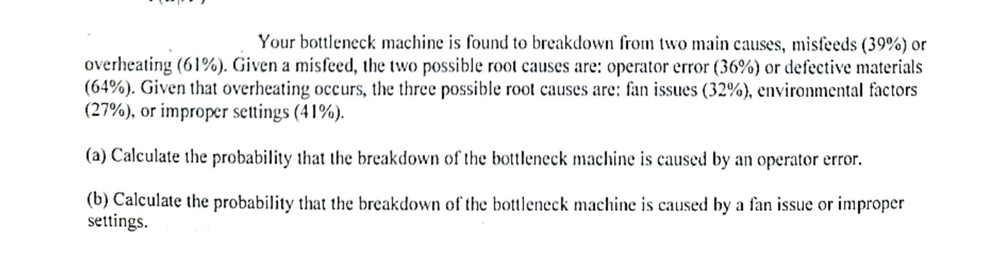 Solved Your bottleneck machine is found to breakdown from | Chegg.com