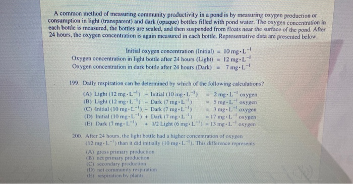 Solved A common method of measuring community productivity | Chegg.com