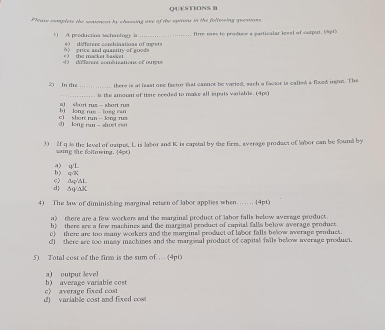 Solved Please complete the sentences by choosing one of the | Chegg.com