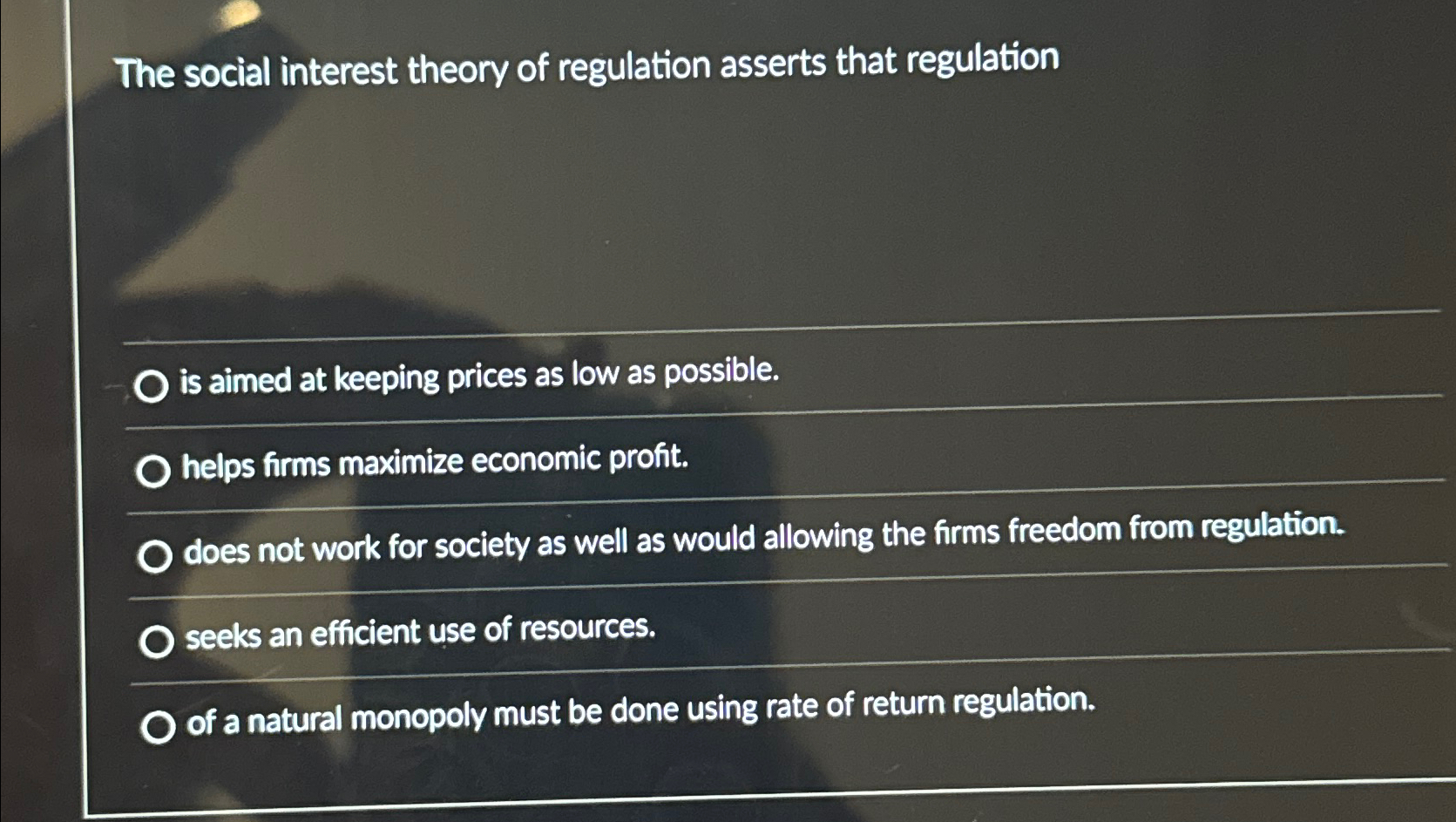Solved The social interest theory of regulation asserts that | Chegg.com