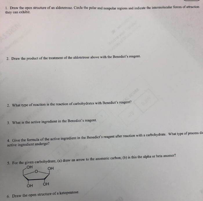 Solved 1. Draw the open structure of an aldotetrose. Circle | Chegg.com
