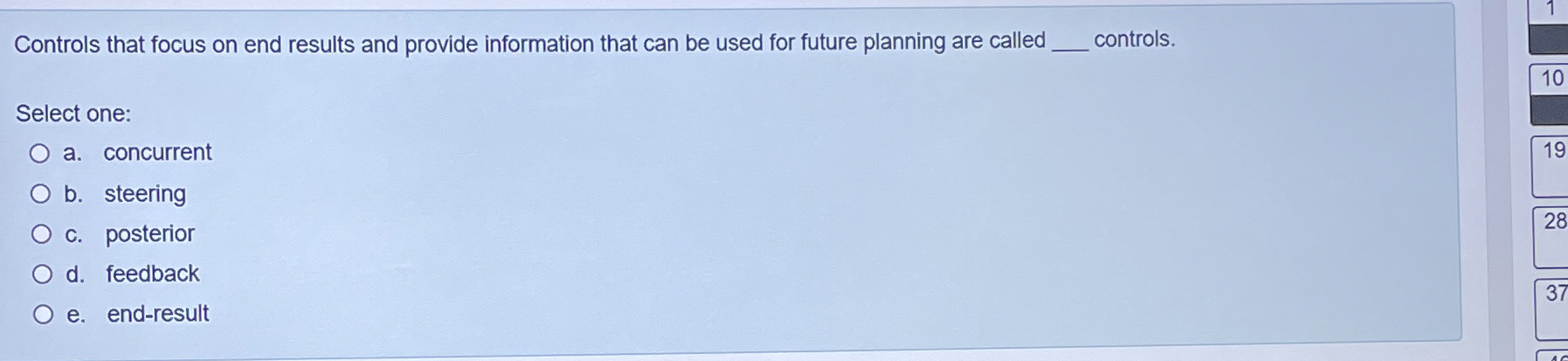 Solved Controls that focus on end results and provide | Chegg.com