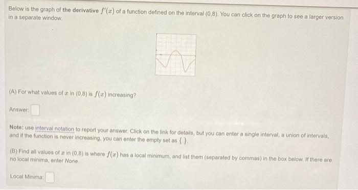 Solved Below is the graph of the derivative f′(x) of a | Chegg.com
