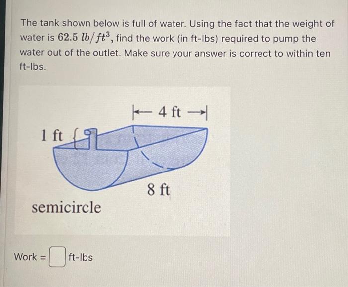 Solved The tank shown below is full of water. Using the fact | Chegg.com