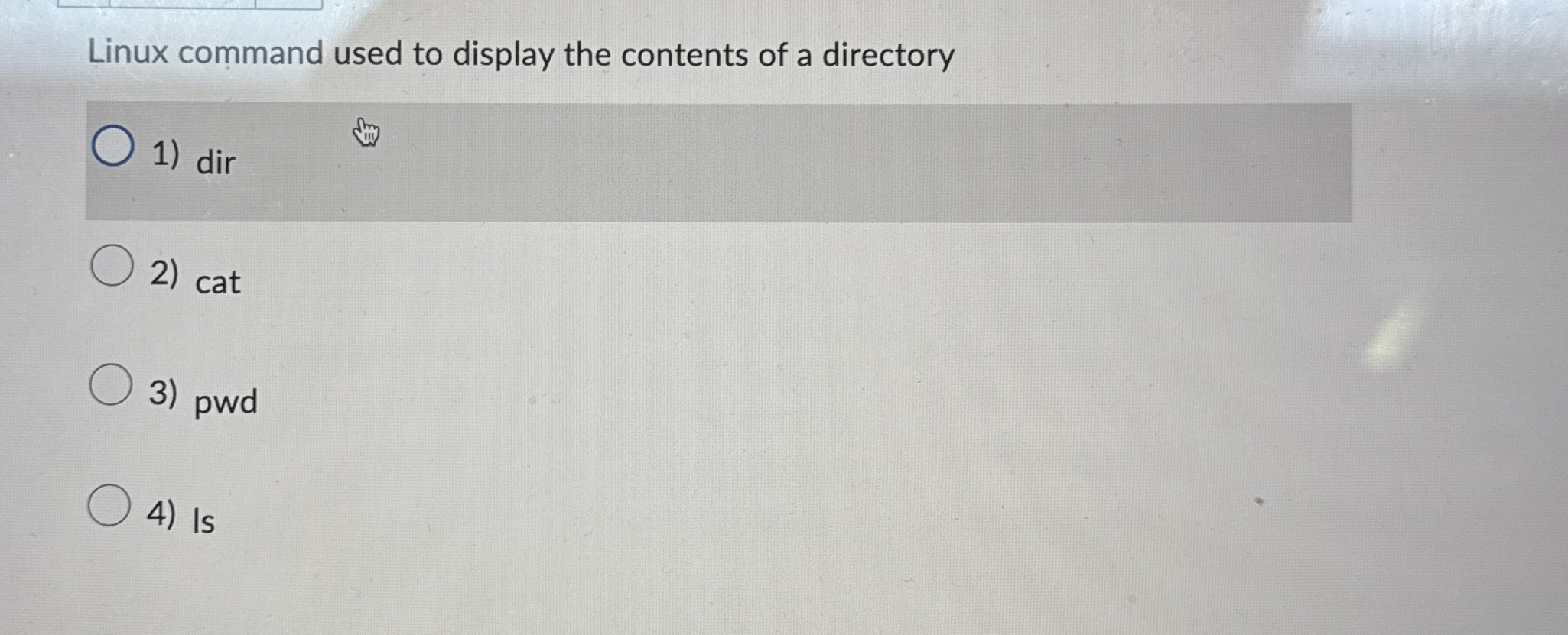Solved Linux command used to display the contents of a | Chegg.com