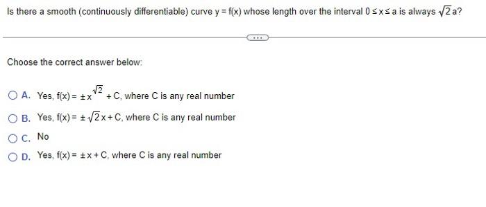 Solved Is there a smooth (continuously differentiable) curve | Chegg.com