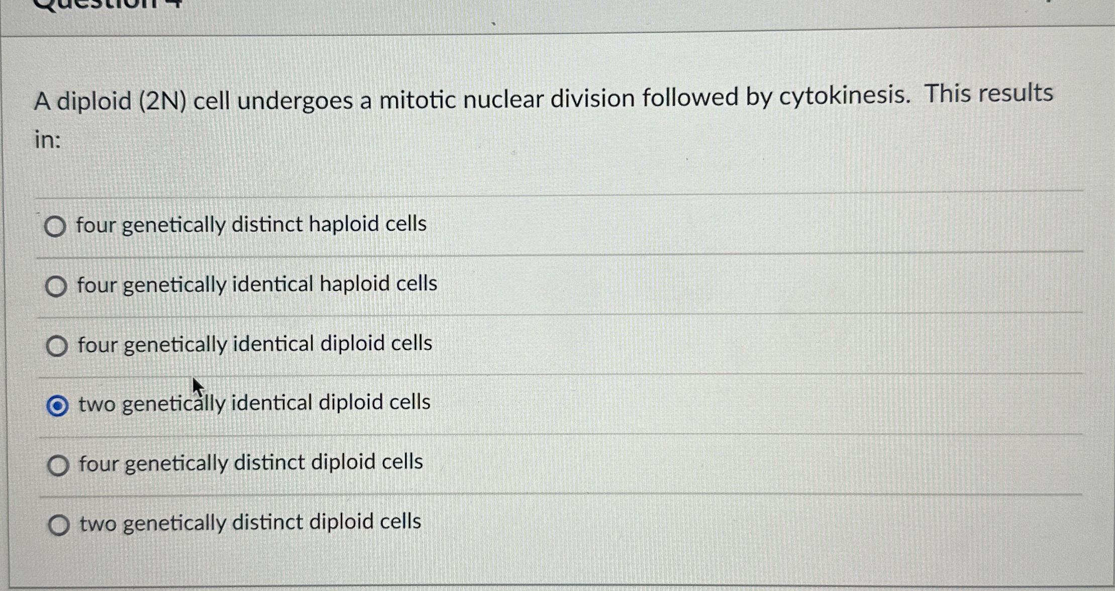 Solved A diploid ) ﻿cell undergoes a mitotic nuclear | Chegg.com