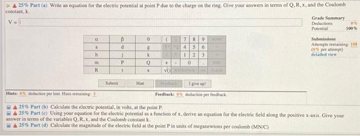 Solved (4\%) Problem 19: A ring of radius R=9 cm lies in the | Chegg.com