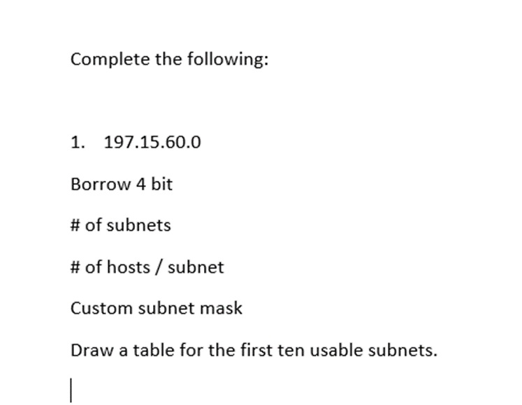 Solved Complete the following:197.15 .60 .0Borrow 4 ﻿bit# of | Chegg.com