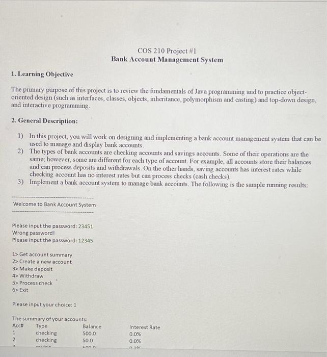 Solved 1) Get account summary 2> Create a new account 3> | Chegg.com