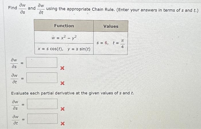 Solved Find ∂s∂w and ∂t∂w using the appropriate Chain Rule. | Chegg.com