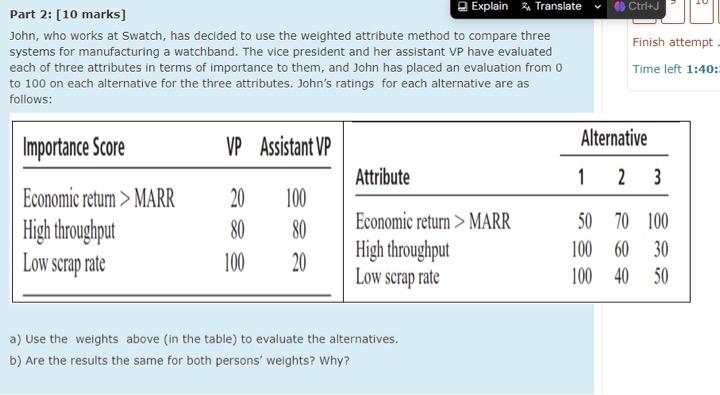 Solved Part 2: [10 ﻿marks]John, who works at Swatch, has | Chegg.com