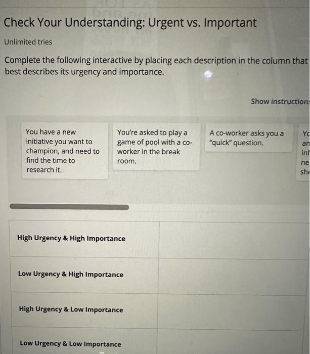 Solved Check Your Understanding: Urgent vs. Important | Chegg.com