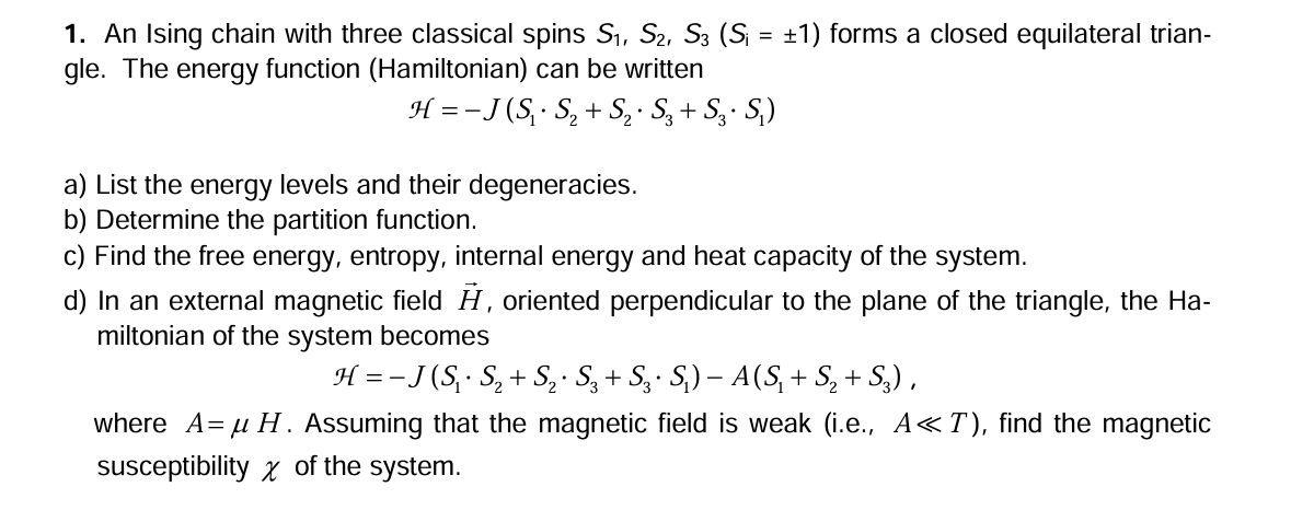 Solved An Ising chain with three classical spins | Chegg.com
