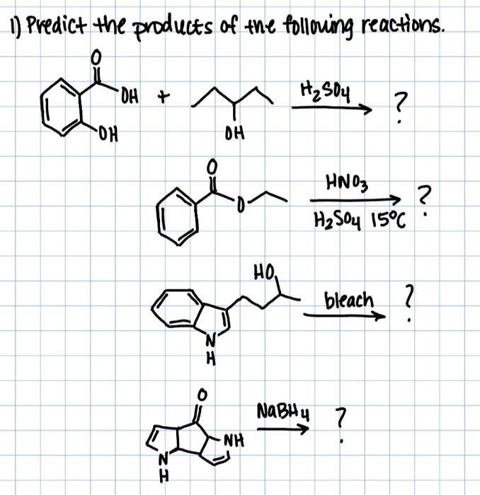 Solved 1) Predict the products of the following reactions. | Chegg.com