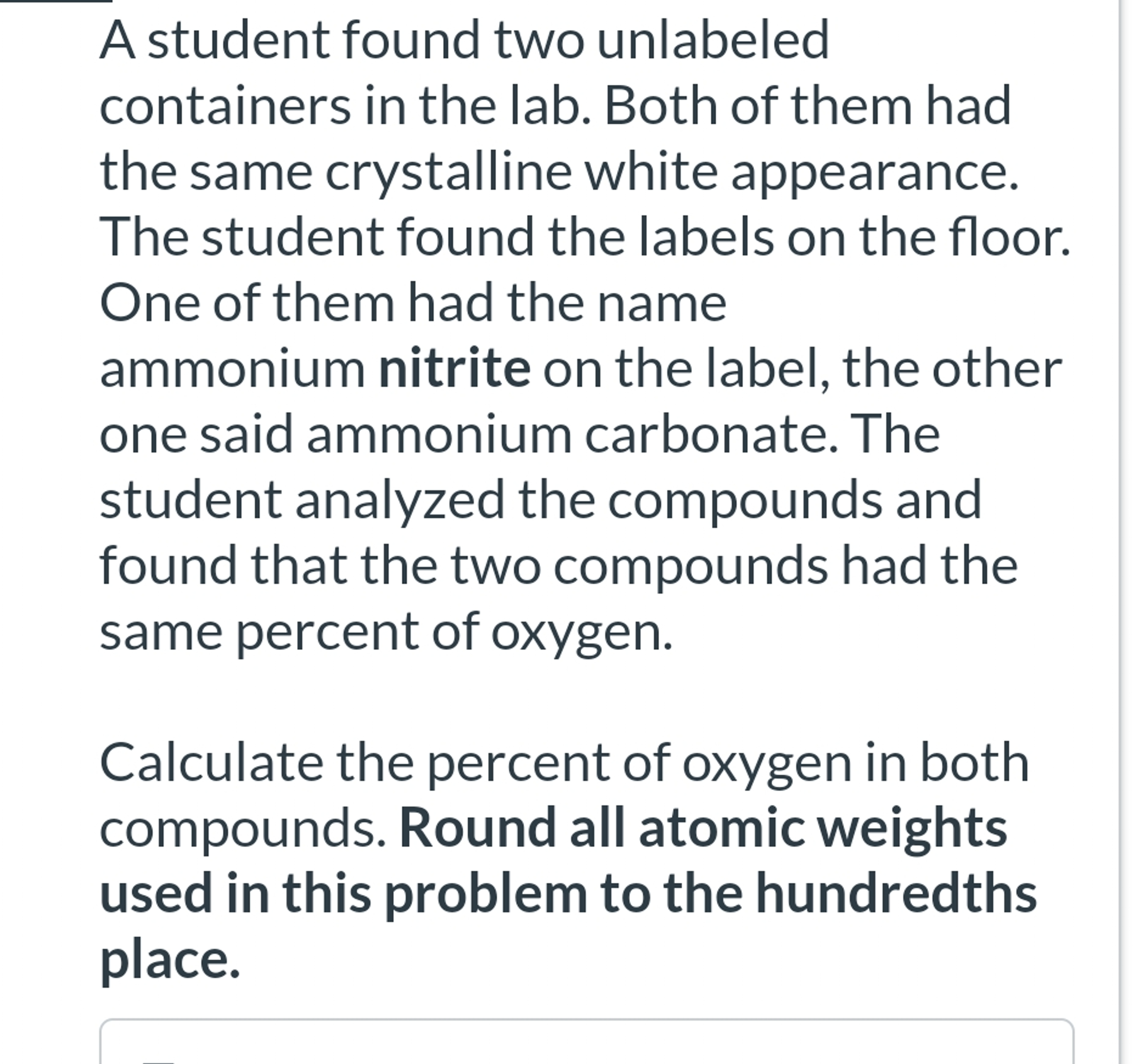 Solved A student found two unlabeled containers in the lab. | Chegg.com