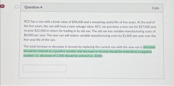Solved RCC has a van with a book value of $48,000 and a | Chegg.com