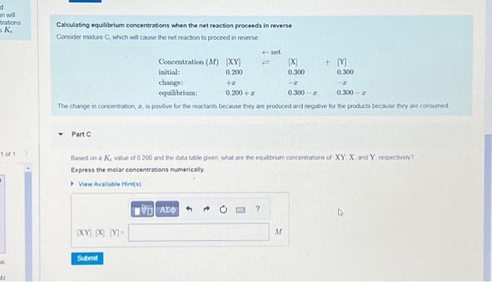 Solved Calculating equilibrium concentrations when the net | Chegg.com