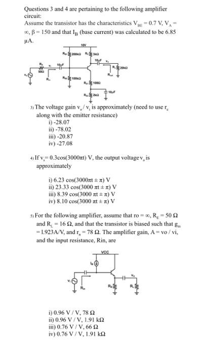 Solved Questions 3 and 4 are pertaining to the following | Chegg.com