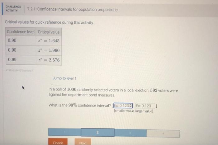 Solved \begin{tabular}{l|l} CHALLENGE & 7.2.1: Confidence | Chegg.com