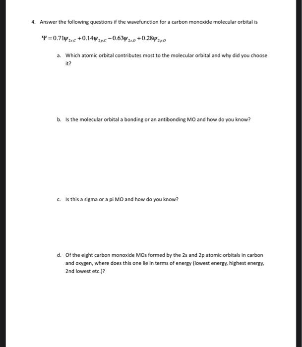 Solved 4. Answer the following questions if the wavefunction | Chegg.com