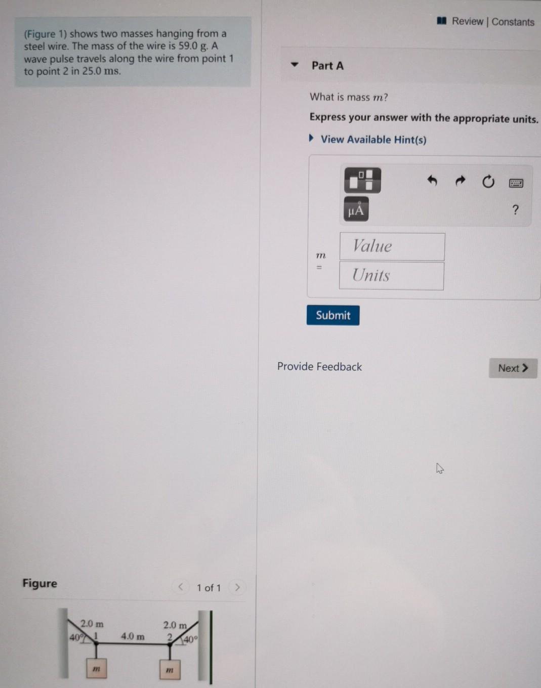 Solved Review Constants (Figure 1) shows two masses hanging | Chegg.com