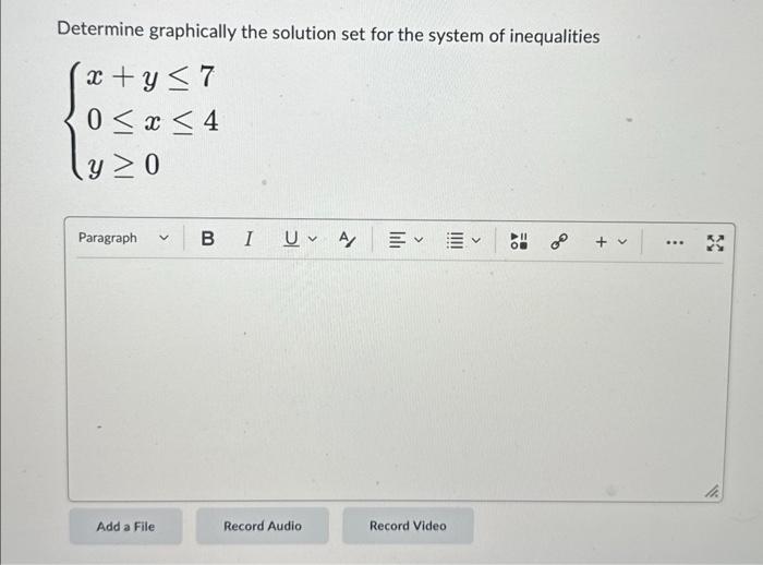 Solved Determine graphically the solution set for the system | Chegg.com