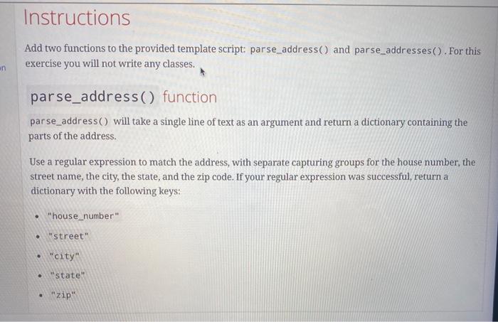Solved Exercise: Parsing addresses Background For this | Chegg.com
