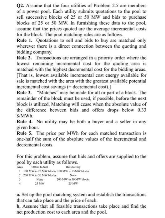 Solved Q1. Four utilities are interconnected. Each utility | Chegg.com