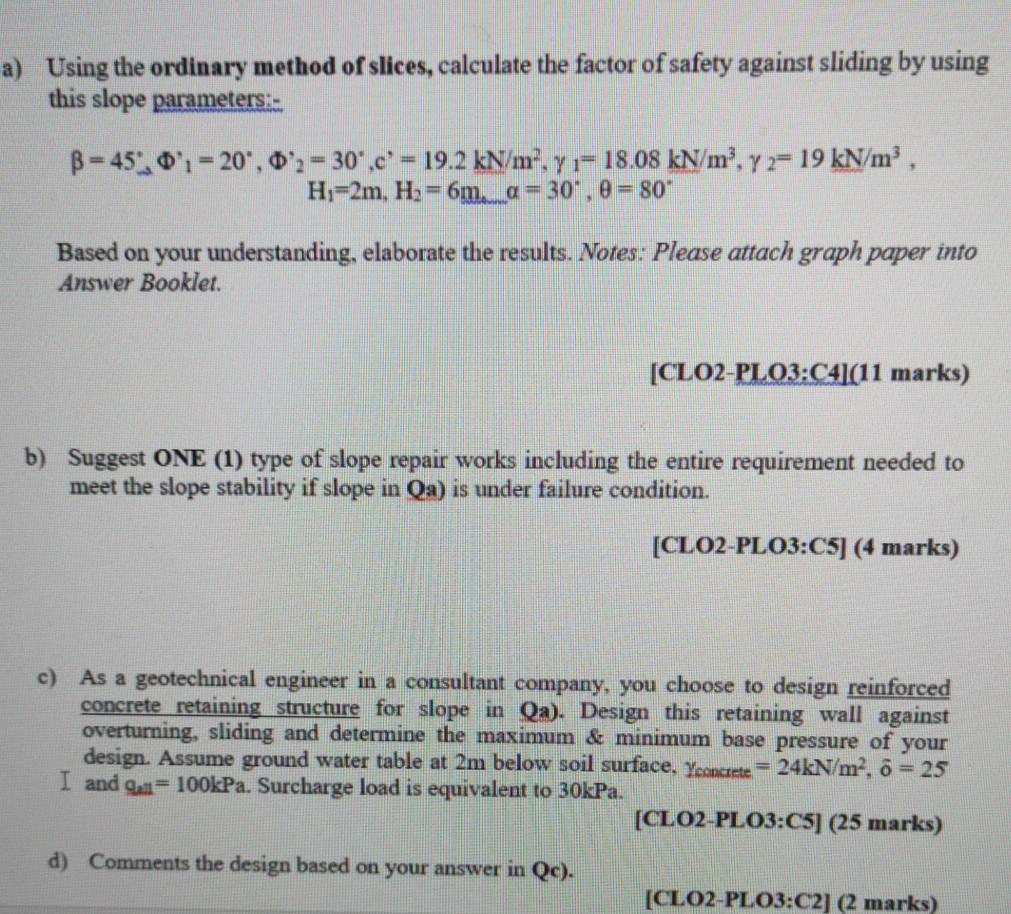 a) Using the ordinary method of slices, calculate the | Chegg.com