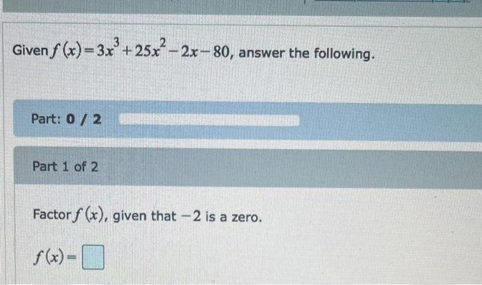 Solved Write a polynomial f(x) that meets the given | Chegg.com