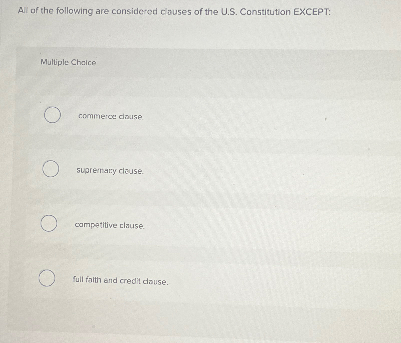 Solved All of the following are considered clauses of the | Chegg.com