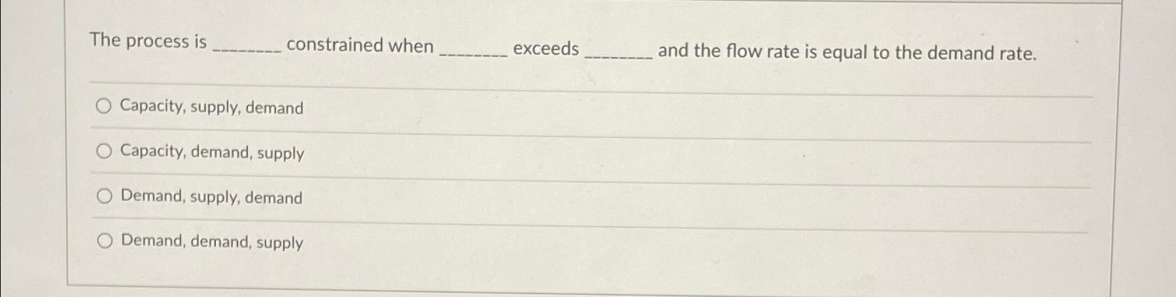 Solved The process is constrained when exceeds and the flow | Chegg.com