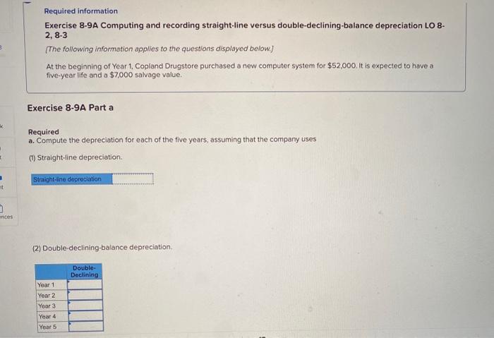 Solved Required information Exercise 8-9A Computing and | Chegg.com