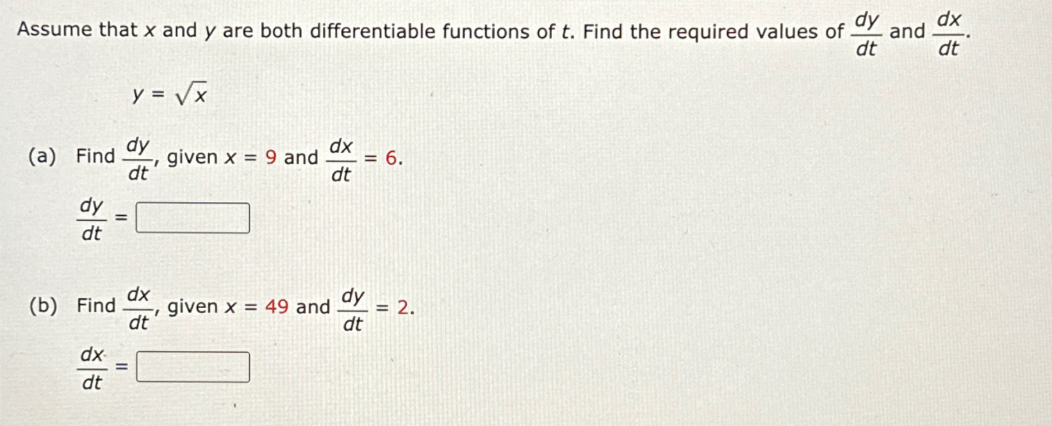 Solved Assume that x and y are both differentiable functions | Chegg.com