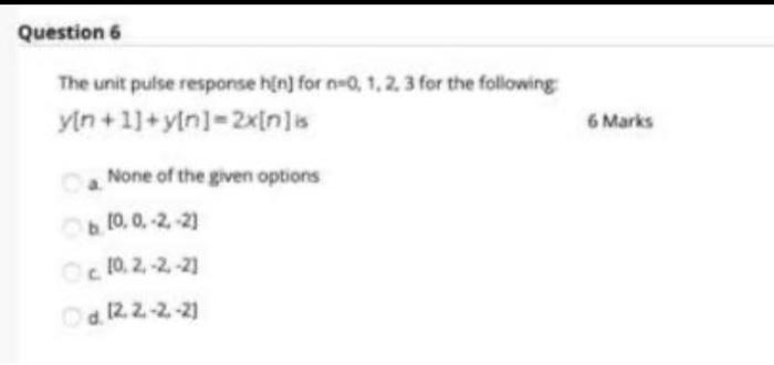 Solved The unit pulse response hin for n=0,1,2,3 for the | Chegg.com