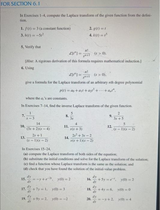 Solved In Exercises 1−4, compute the Laplace transform of | Chegg.com