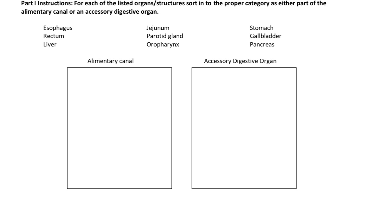 Solved Part I Instructions: For each of the listed | Chegg.com