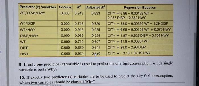 Solved 9. If only one predictor (x) variable is used to | Chegg.com