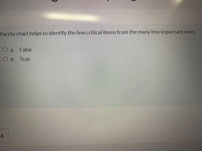 Solved Pareto chart helps to identify the few critical items | Chegg.com
