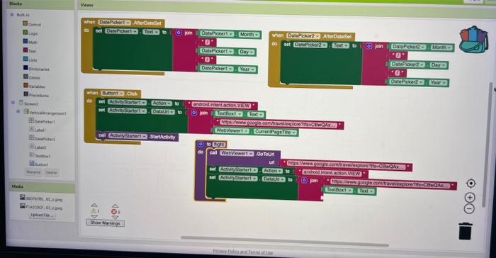 Solved i am trying to build an app on app inventor that lets | Chegg.com