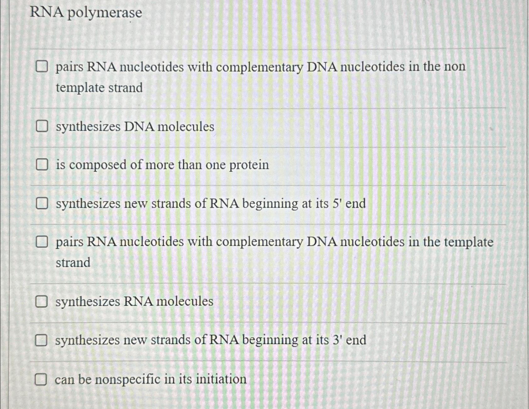 Solved RNA polymerasepairs RNA nucleotides with | Chegg.com