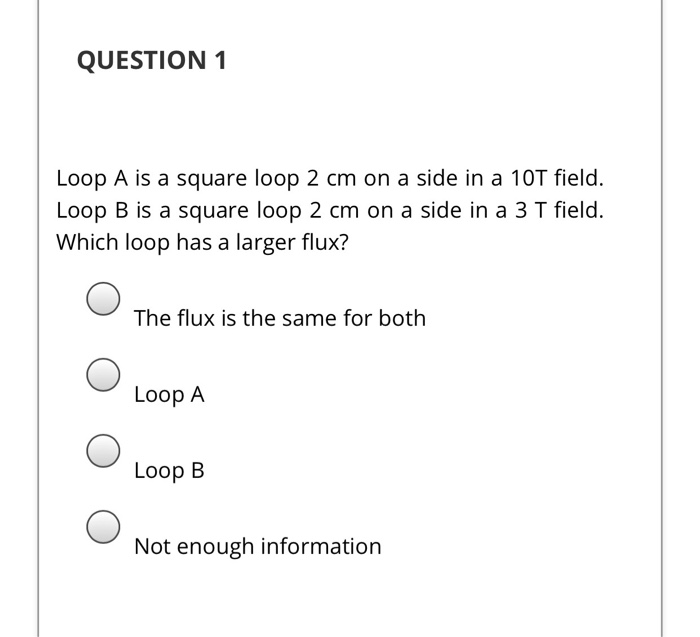 Solved QUESTION 1 Loop A is a square loop 2 cm on a side in | Chegg.com