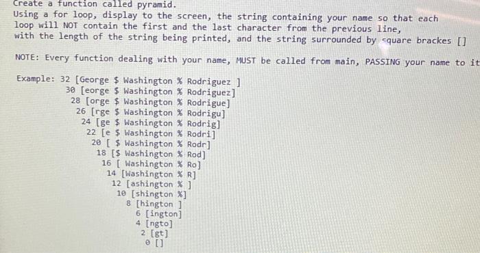Solved Create a function called pyramid. Using a for loop, | Chegg.com