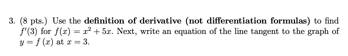 Solved Use the definition of derivative (not differentiation | Chegg.com