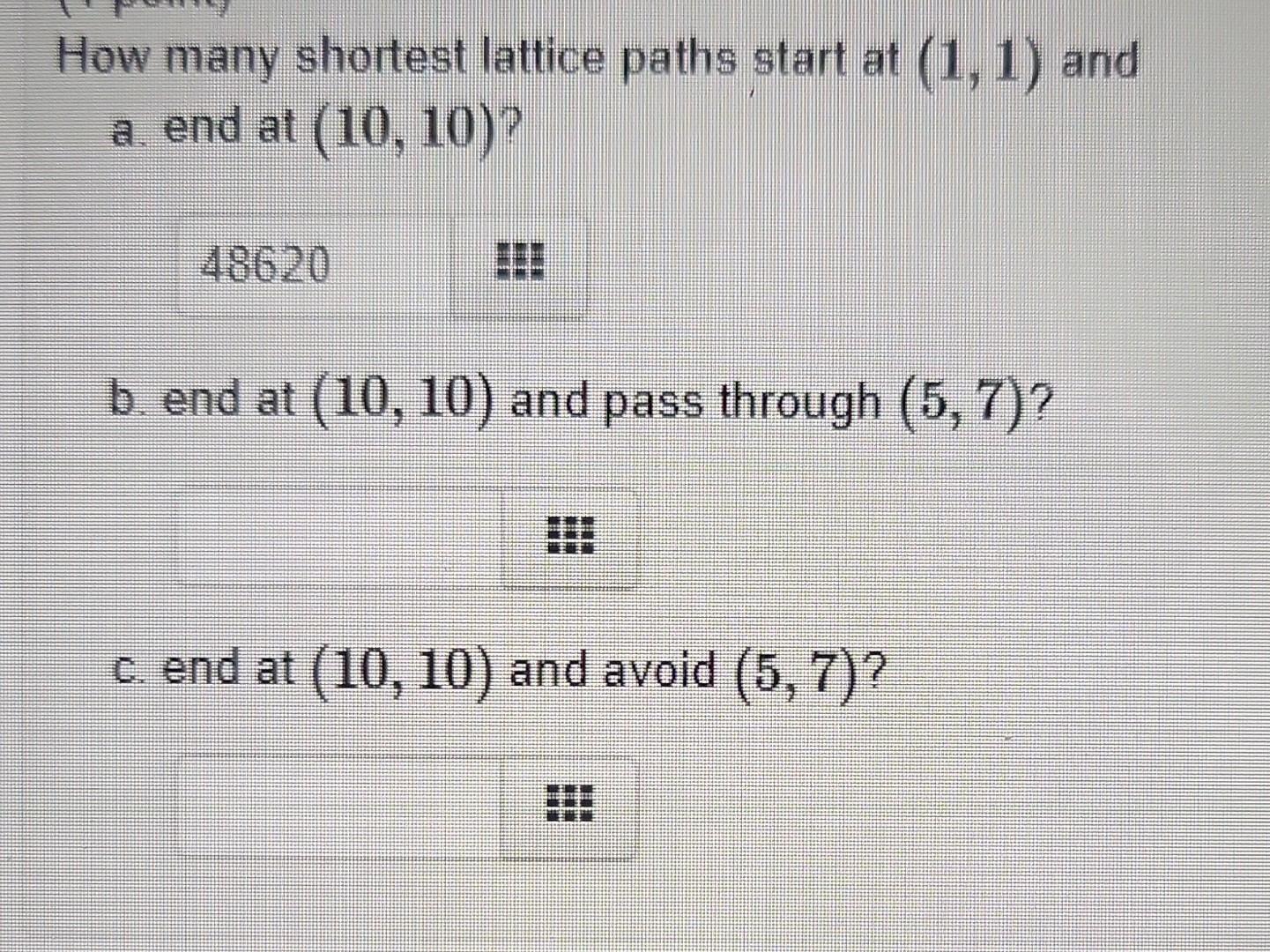 Solved How many shortest lattice paths start at (1,1) and a. | Chegg.com