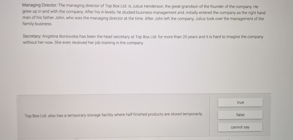 Solved Managing Director: The managing director of Top Box | Chegg.com