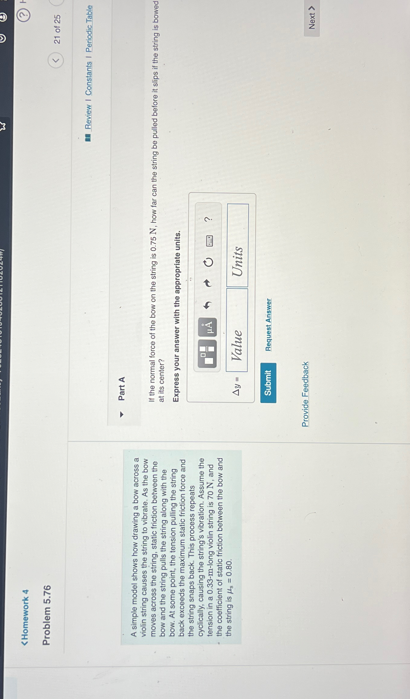 Solved 70Nμs=0.800.75N0.33-m-long violin string is 70N, ﻿and | Chegg.com