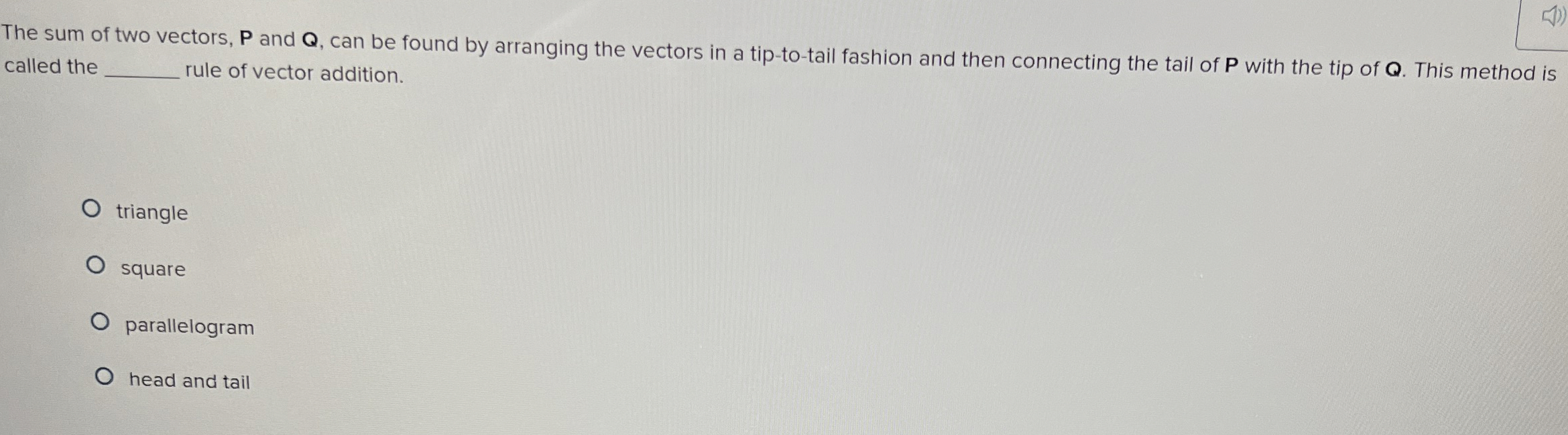 Solved The sum of two vectors, P ﻿and Q, ﻿can be found by | Chegg.com